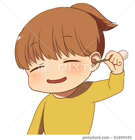 A woman who picks her ears with a bamboo earpick - Stock Illustration ...