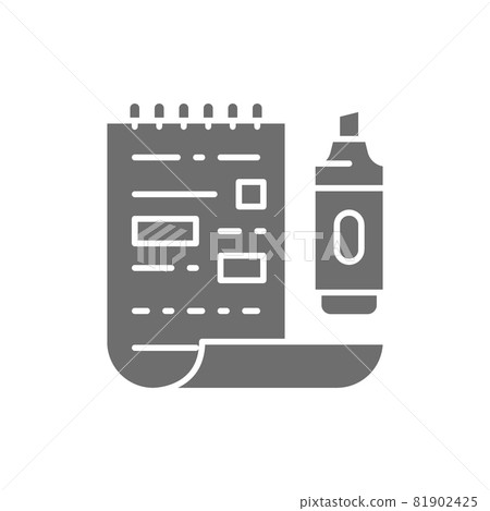 Sheet with a marker, underlined word grey icon. - Stock Illustration ...