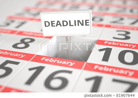 DEADLINE plate on February 9 in a calendar, 3d... - Stock Illustration ...