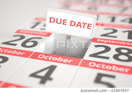 DUE DATE message on September 27 in a calendar,... - Stock Illustration ...