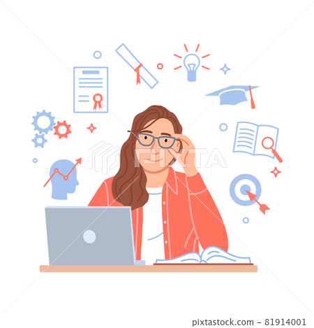 Professional development concept. Flat young... - Stock Illustration ...