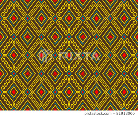 Yellow Green Symmetry Geometric Tribe or Ethnic... - Stock Illustration ...