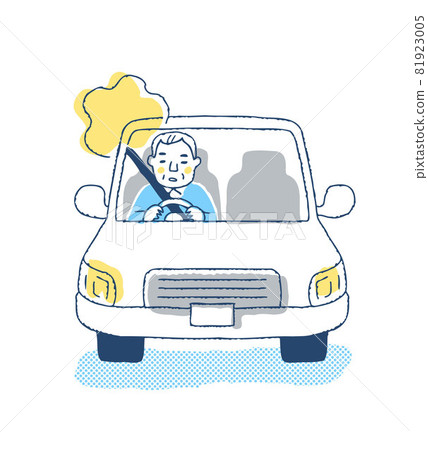 Senior man absent-minded while driving a car - Stock Illustration ...