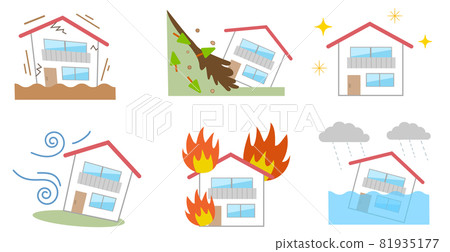 Disaster and house icon illustration - Stock Illustration [81935177 ...