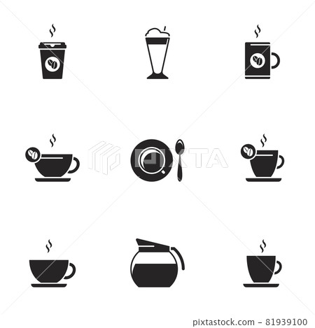 Vector black coffee icons set - Stock Illustration [81939100] - PIXTA