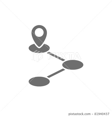 Vector route, geo location, destination grey icon. - Stock Illustration ...