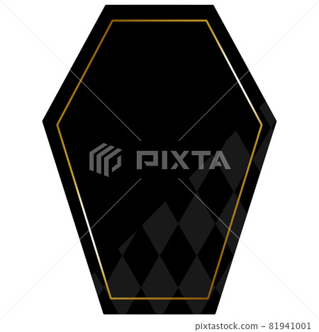 Coffin-shaped frame black & gold partly diamond... - Stock Illustration ...