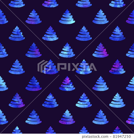 XMAS watercolour Fir Tree Seamless Pattern in... - Stock Illustration ...