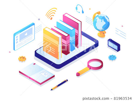 Online Library Digital Education Background... - Stock Illustration ...