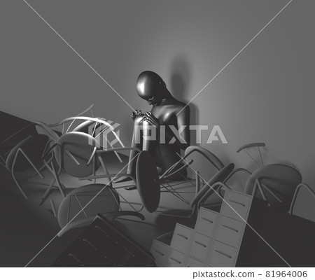 Image of a humanoid robot in rubble - Stock Illustration [81964006] - PIXTA