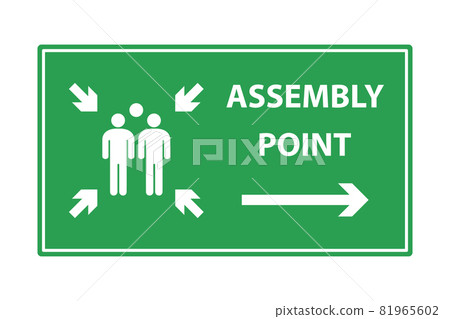 Fire assembly point sign, gathering point... - Stock Illustration ...