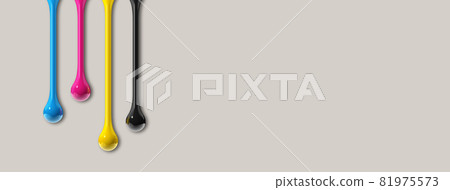 cmyk ink drops on grey paper banner background - Stock Illustration ...