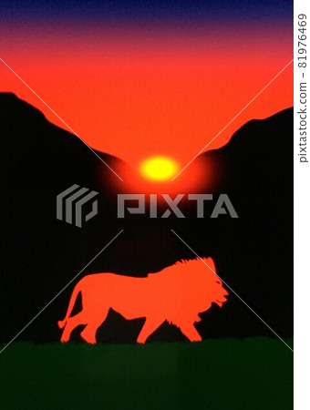 Red lion in the setting sun - Stock Illustration [81976469] - PIXTA