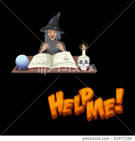 Help me font with old witch cartoon character - Stock Illustration ...