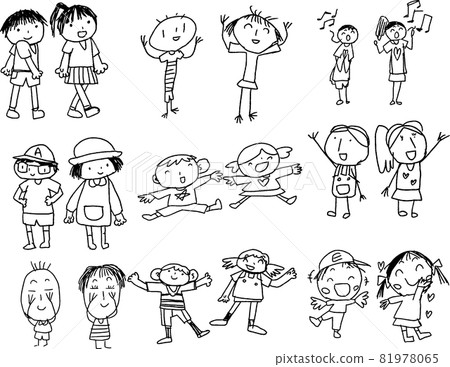 Children's graffiti children boys and girls... - Stock Illustration ...
