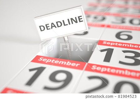 DEADLINE sign on September 12 in a calendar, 3d... - Stock Illustration ...