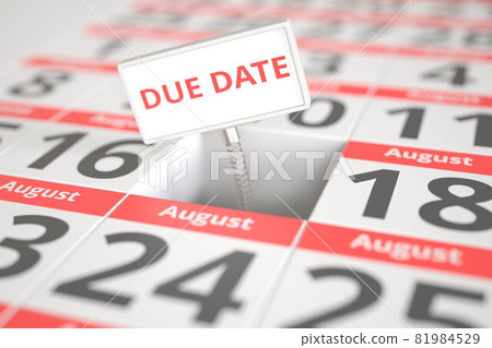 DUE DATE message on August 17 in a calendar, 3d... - Stock Illustration ...