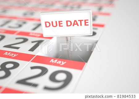 DUE DATE sign on May 22 in a calendar, 3d... - Stock Illustration ...
