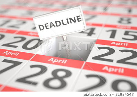 DEADLINE plate on April 21 in a calendar, 3d... - Stock Illustration ...