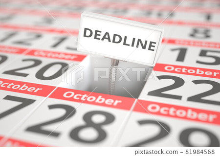 DEADLINE plate on October 21 in a calendar, 3d... - Stock Illustration ...