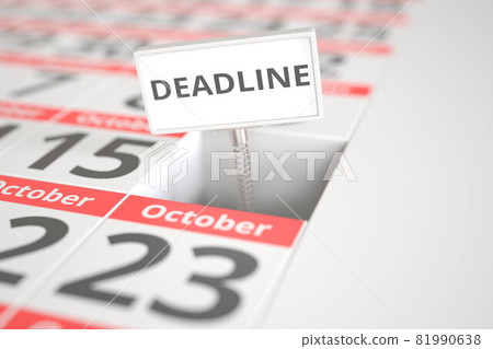 DEADLINE plate on October 16 in a calendar, 3d... - Stock Illustration ...