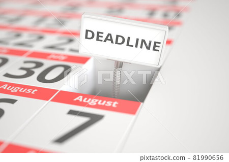 DEADLINE sign on July 31 in a calendar, 3d... - Stock Illustration ...