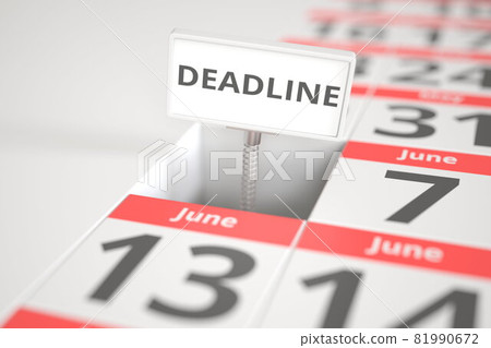 DEADLINE plate on June 6 in a calendar, 3d... - Stock Illustration ...