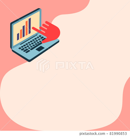 Laptop Drawing Showing Graph Growth Hand... - Stock Illustration ...