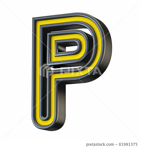 Yellow black outlined font Letter P 3D - Stock Illustration [81991375 ...