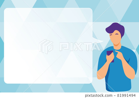 Man Illustration Using Mobile And Displaying... - Stock Illustration ...