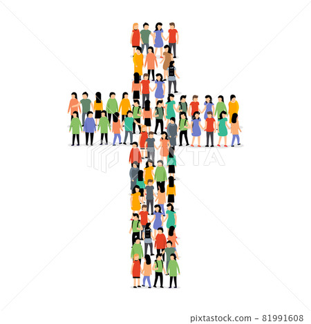 People cross group crowd christian church jesus... - Stock Illustration ...