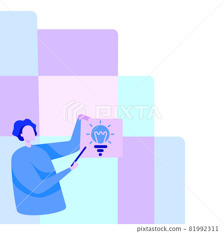 Man Standing Drawing Holding Paper With Glowing... - Stock Illustration ...