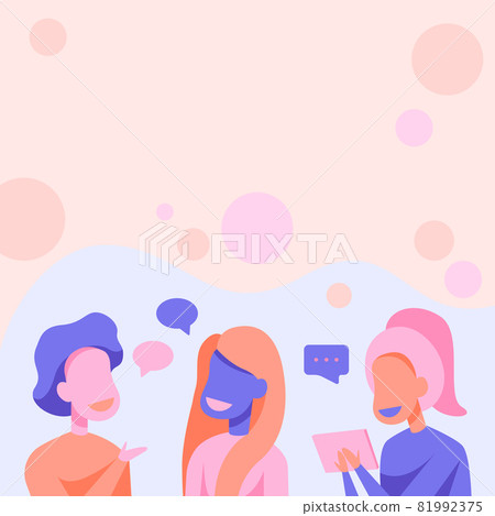 Happy Friends Drawing Standing Talking To Each... - Stock Illustration ...