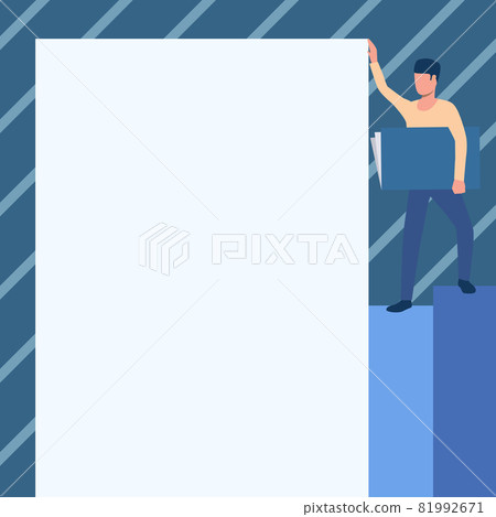Man Drawing Standing Carrying Large Notebook... - Stock Illustration ...