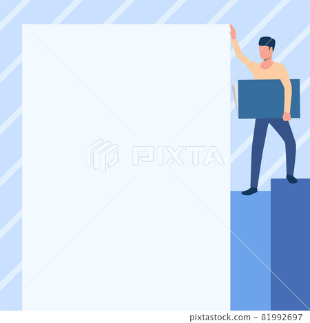 Man Drawing Standing Carrying Large Notebook...-插圖素材 [81992697] - PIXTA圖庫