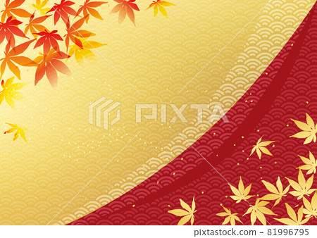 Autumn leaves_gold leaf red background 950 - Stock Illustration ...