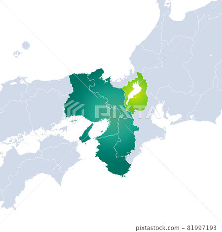Shiga Prefecture Map and Kansai Region - Stock Illustration [81997193 ...