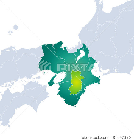 Nara Prefecture Map and Kinki Region - Stock Illustration [81997350 ...