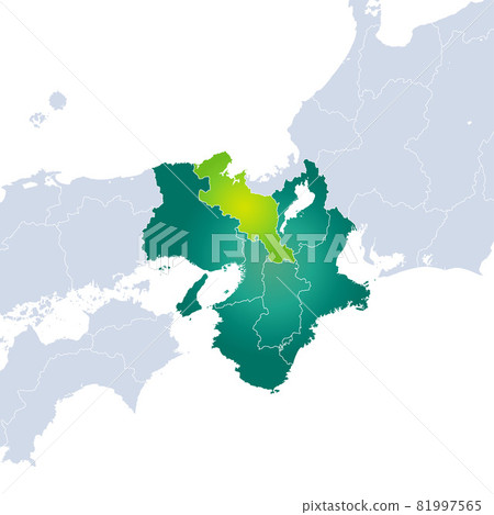 Kyoto Prefecture Map and Kinki Region - Stock Illustration [81997565 ...