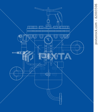 Industrial air filter with taps and pressure gauge - Stock Illustration ...