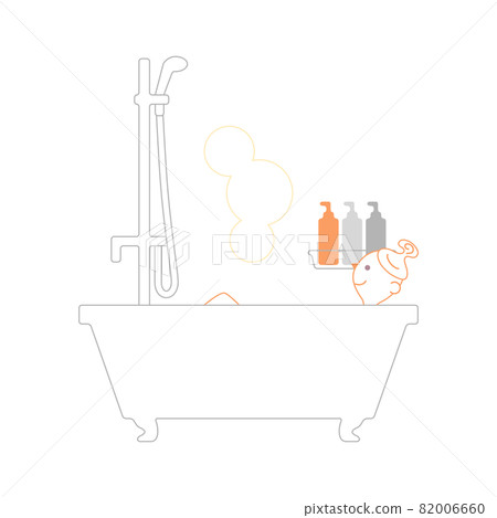 Young woman taking a bath Line drawing - Stock Illustration [82006660 ...