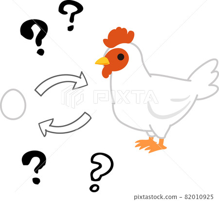 Chicken, egg and question mark - Stock Illustration [82010925] - PIXTA