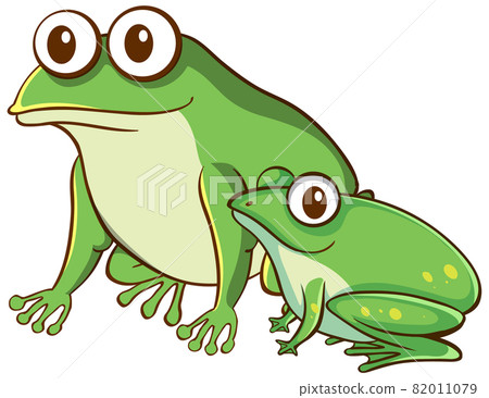 Mother and baby frog cartoon on white background - Stock Illustration ...