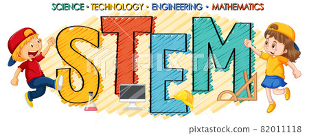 STEM education logo with children cartoon... - Stock Illustration ...