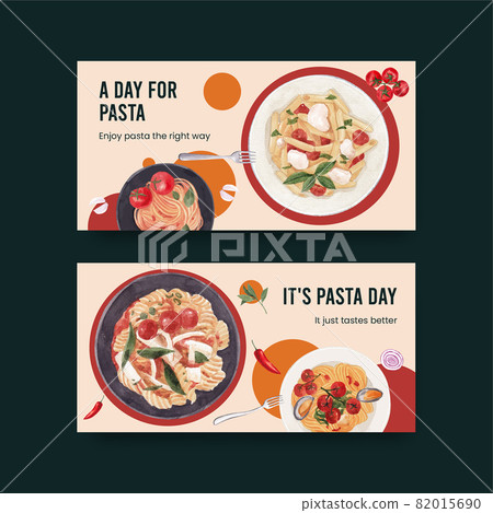 Twitter template with pasta cancept,watercolor... - Stock Illustration ...