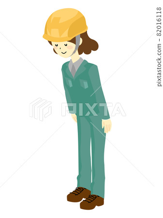 Female worker bowing, isometric - Stock Illustration [82016118] - PIXTA