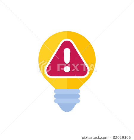 light bulb and warning alert icon, vector - Stock Illustration ...