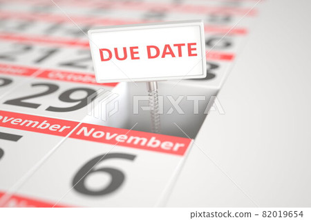 DUE DATE sign on October 30 in calendar, 3d... - Stock Illustration ...