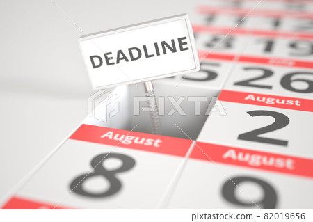 DEADLINE plate on August 1 in a calendar, 3d... - Stock Illustration ...