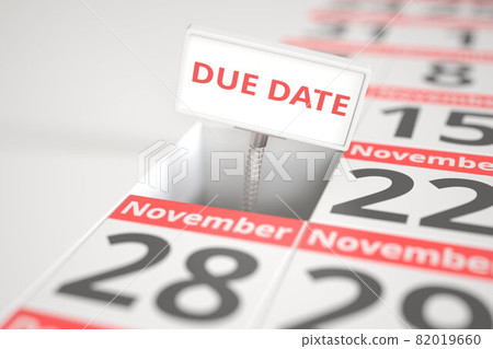DUE DATE sign on November 21 in a calendar, 3d... - Stock Illustration ...